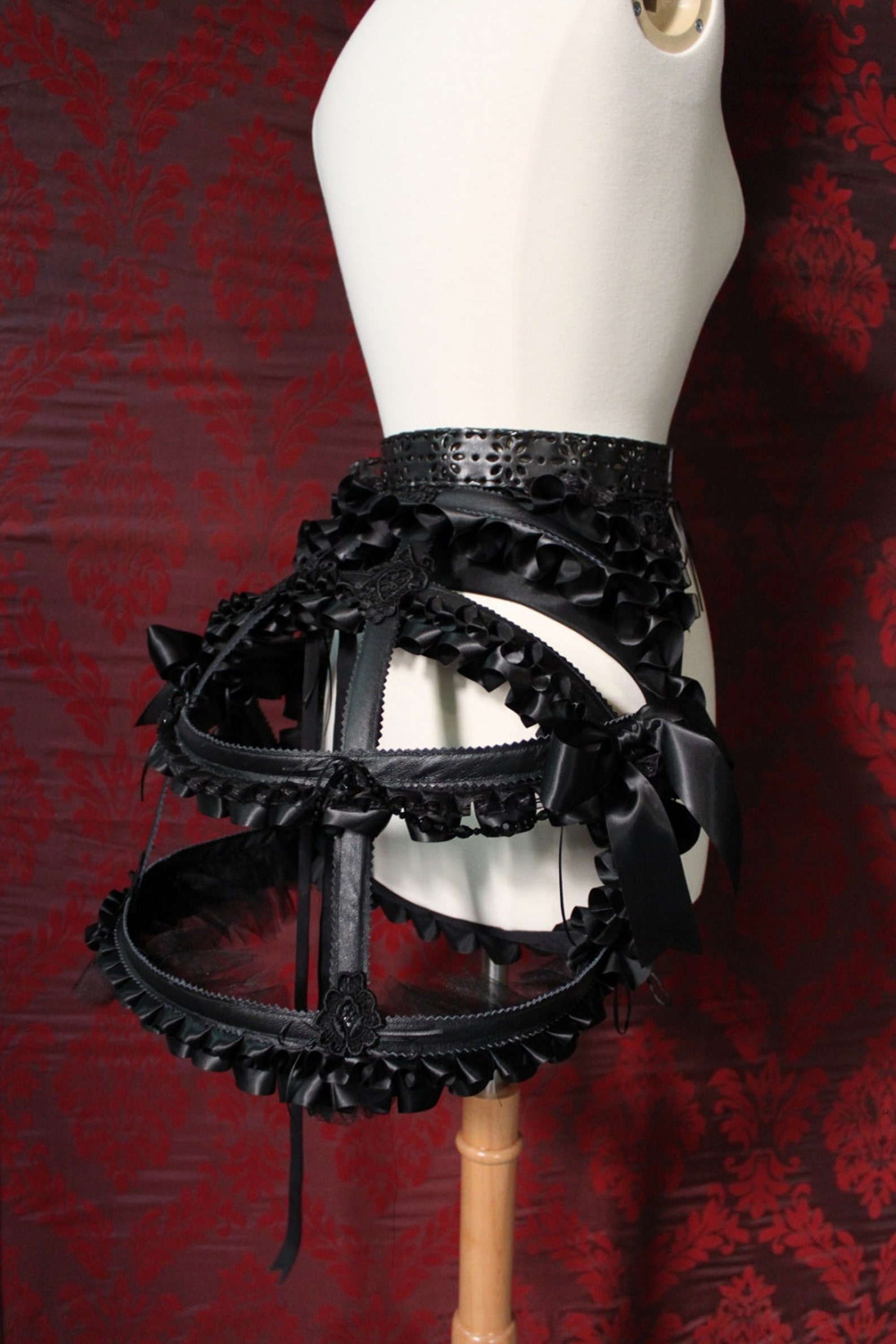 Whitby Belt Bustle Black Ruffled Cage Crinoline Bustle to - Etsy UK