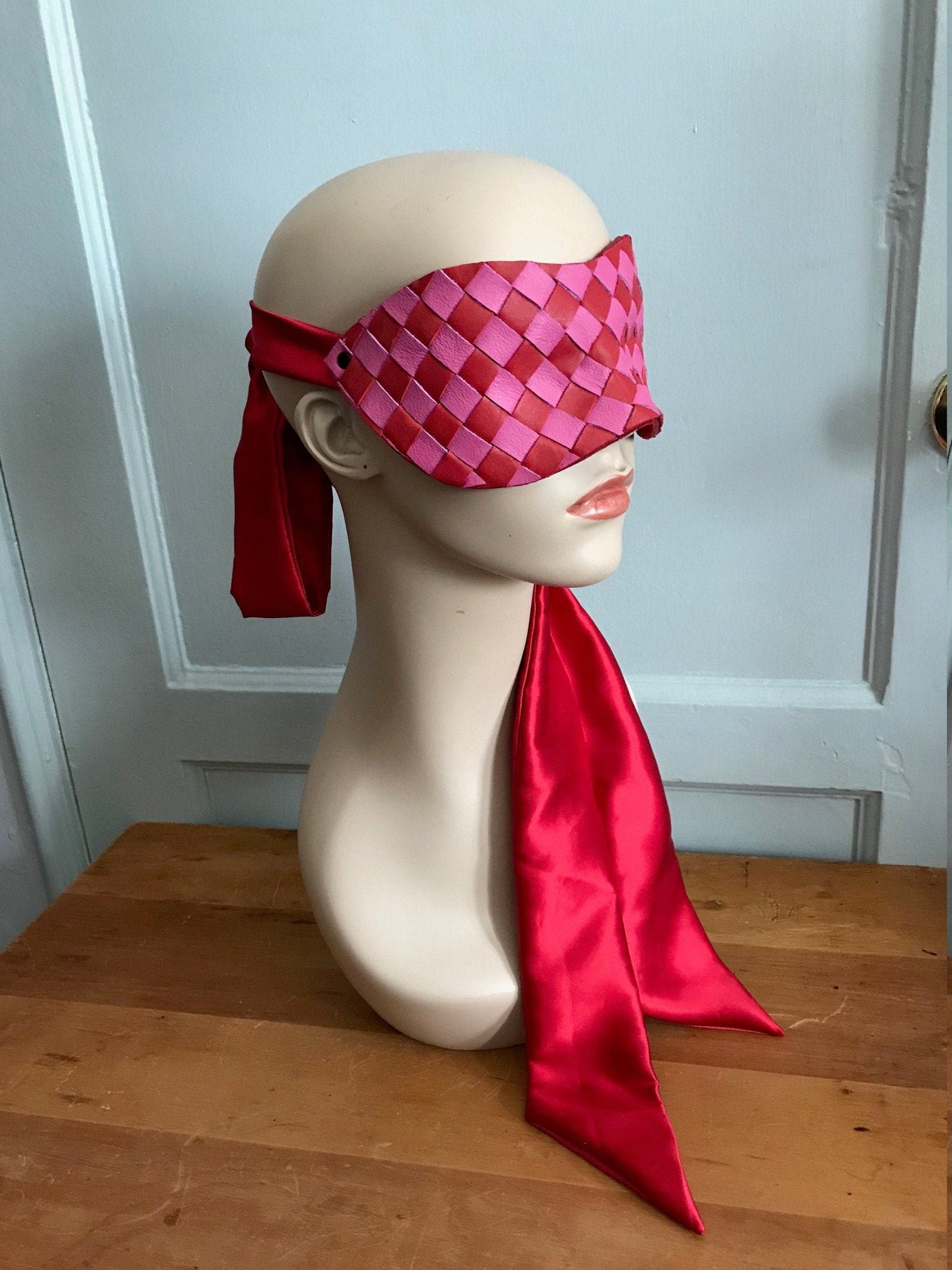 Valentine Pink and Red Leather Blindfold Red and Pink - Etsy
