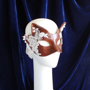 Tan Brown Fox Mask - Leather & Silk Lace Wild Creature Mask - Kitsune ...