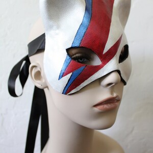 Kitty Stardust - Leather Cat Mask- Hand Painted Tribute to David Bowie ...