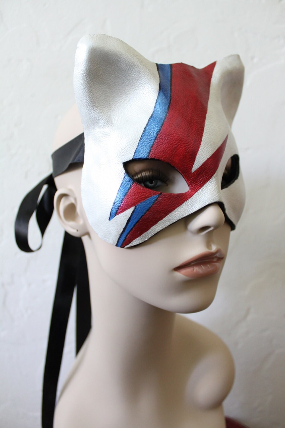 Kitty Stardust - Leather Cat Mask- Hand Painted Tribute to David Bowie ...