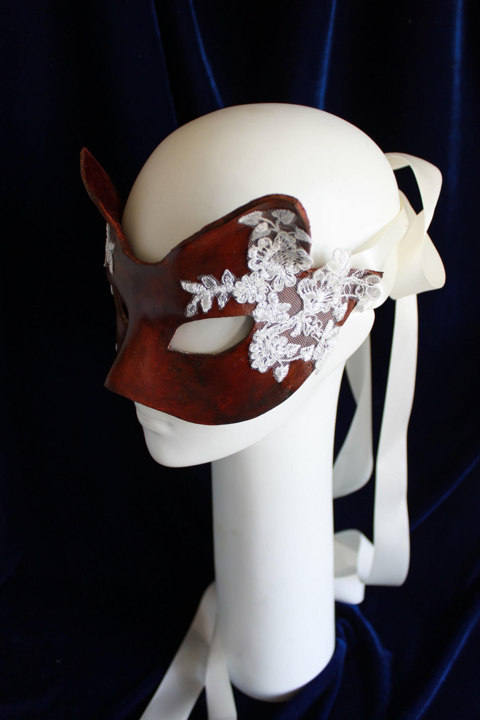 Tan Brown Fox Mask Leather & Silk Lace Wild Creature Mask | Etsy