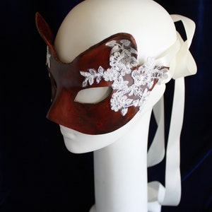 Tan Brown Fox Mask - Leather & Silk Lace Wild Creature Mask - Kitsune ...