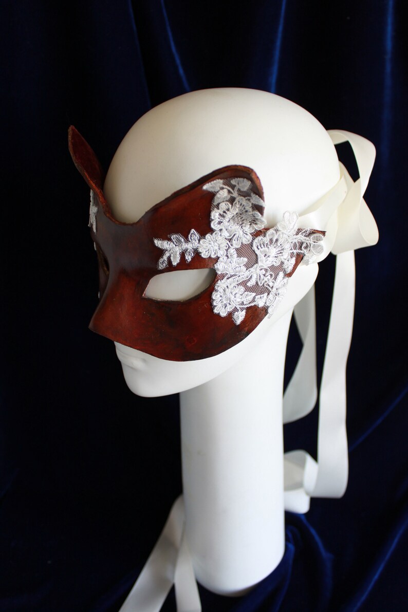 Tan Brown Fox Mask Leather & Silk Lace Wild Creature Mask - Etsy
