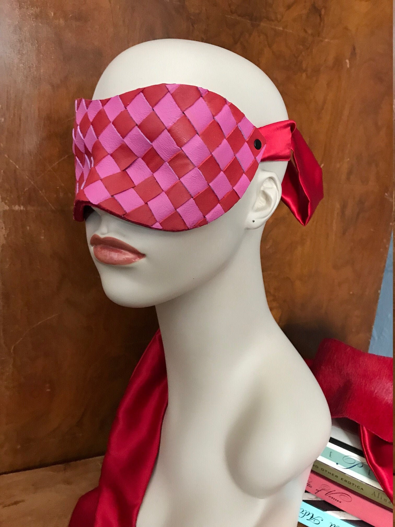 Valentine Pink and Red Leather Blindfold Red and Pink | Etsy