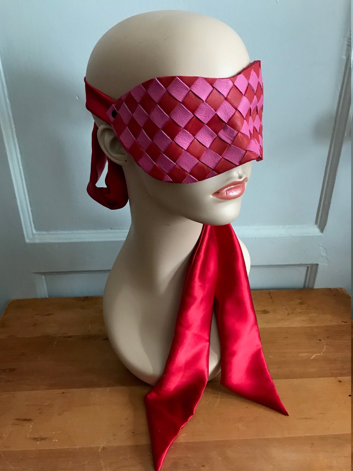 Valentine Pink and Red Leather Blindfold Red and Pink | Etsy