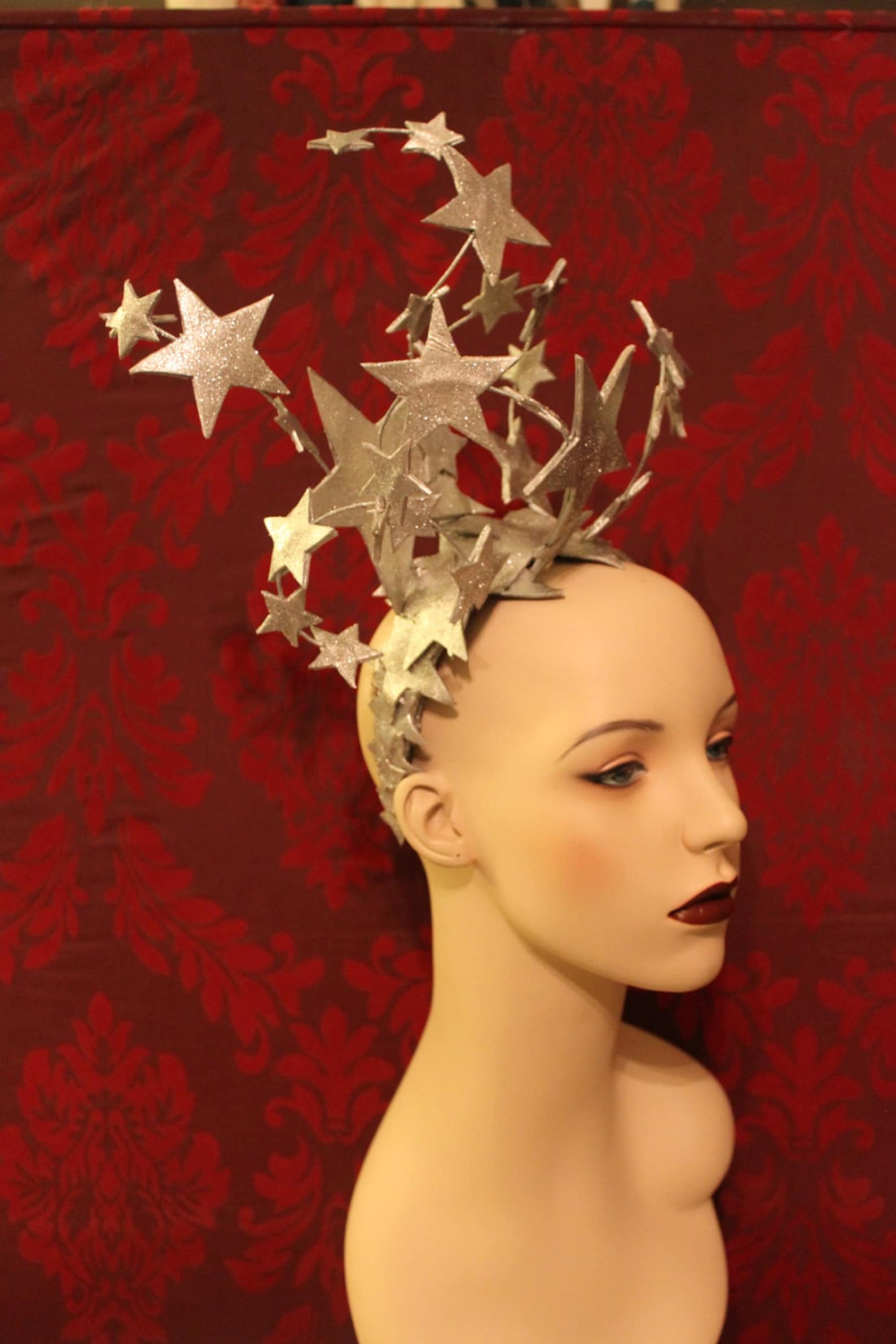Bright Star Headdress - Sparkling Silver Leather and Glitter Star ...