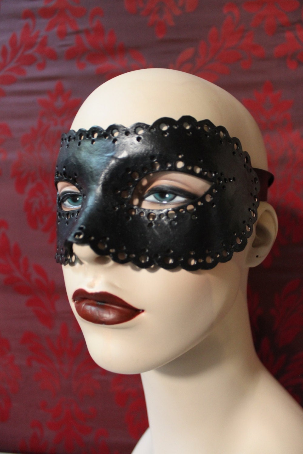 La Coquette Mask Black Leather Valentine Mask Hand Molded Etsy