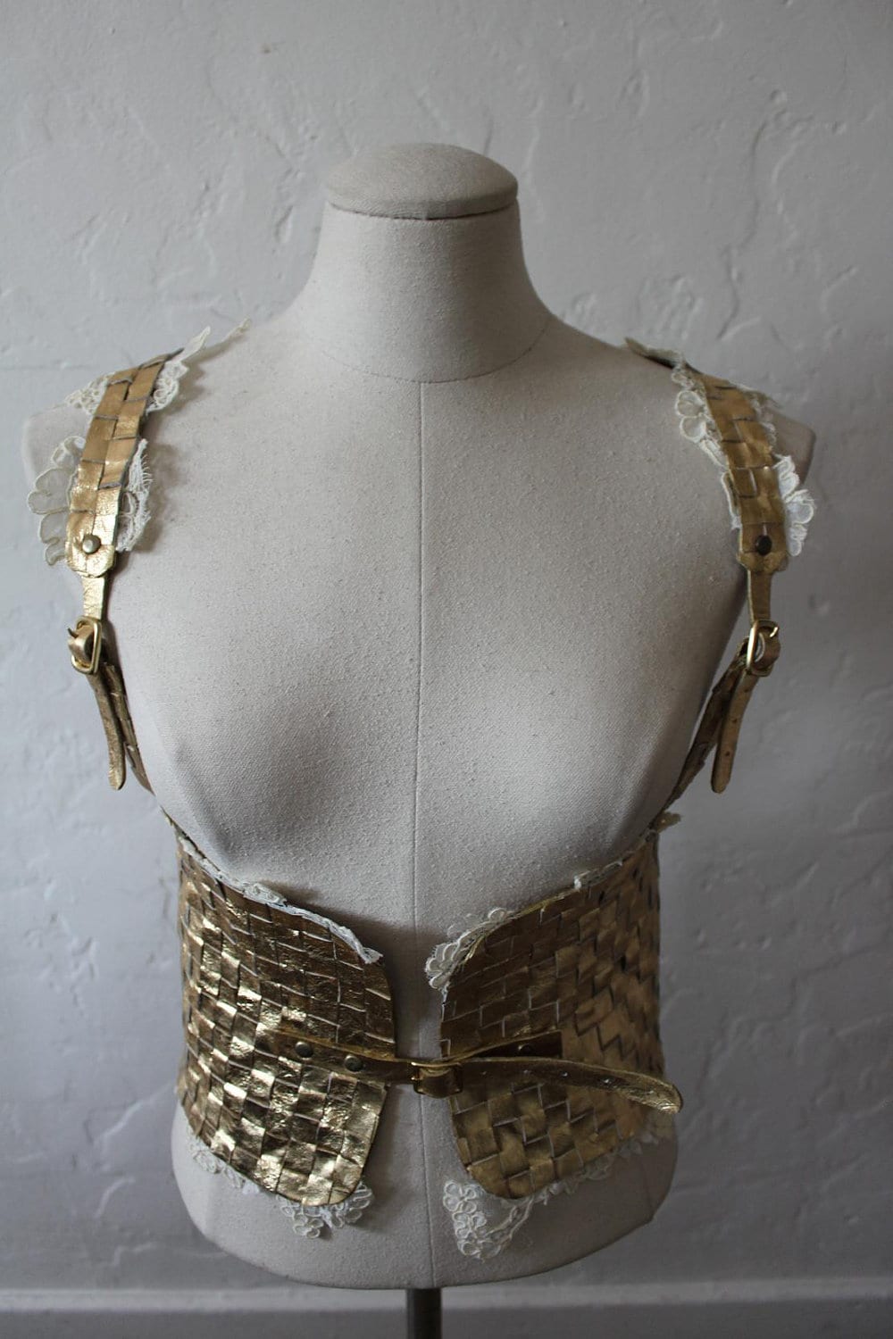 Artemis Harness Gold Lattice Leather and Vintage Lace - Etsy
