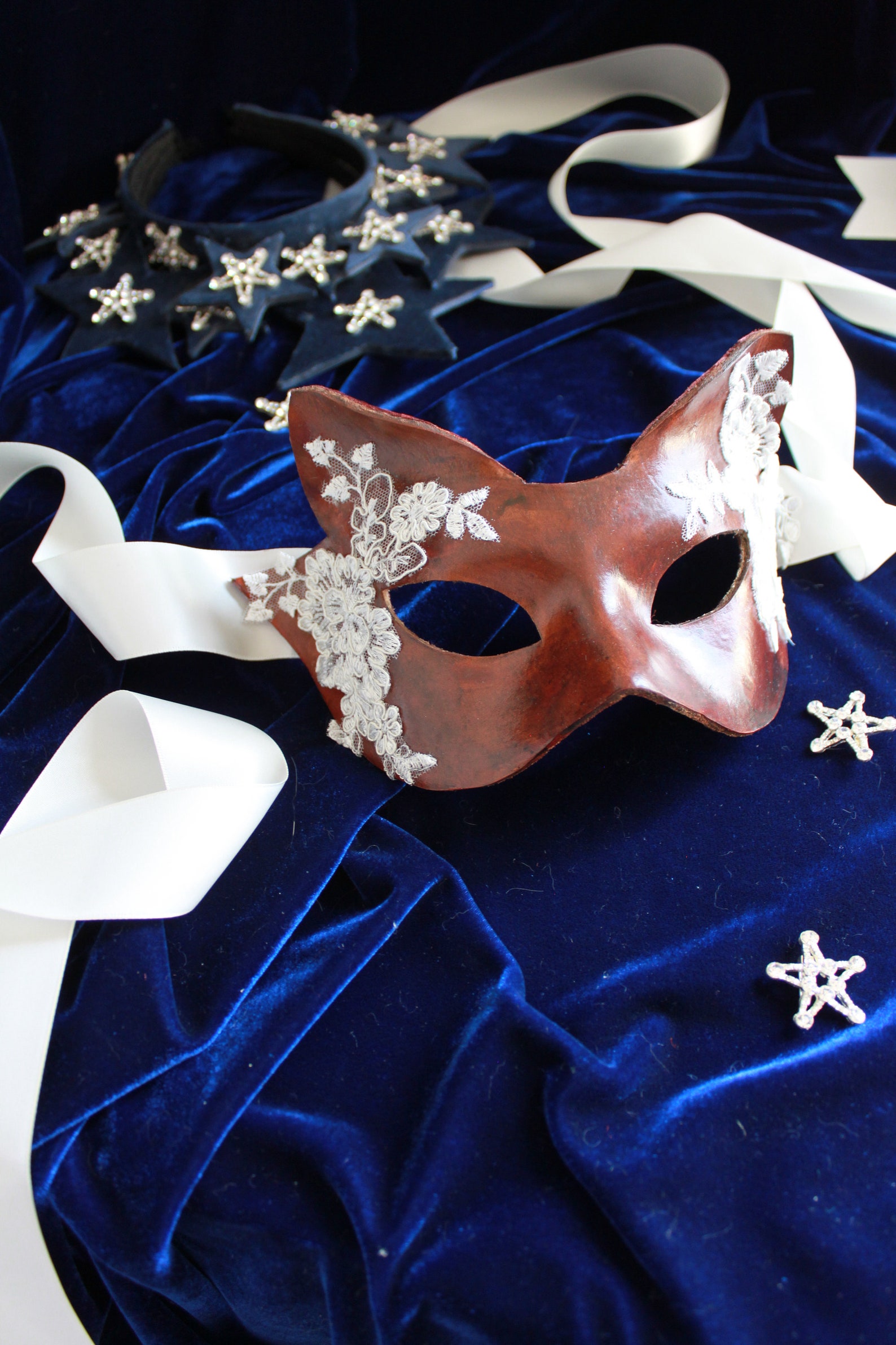 Tan Brown Fox Mask Leather & Silk Lace Wild Creature Mask | Etsy