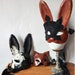 Brown Bunny Mask Tan Leather & Black Beaded Lace Flower Rabbit Mask ...