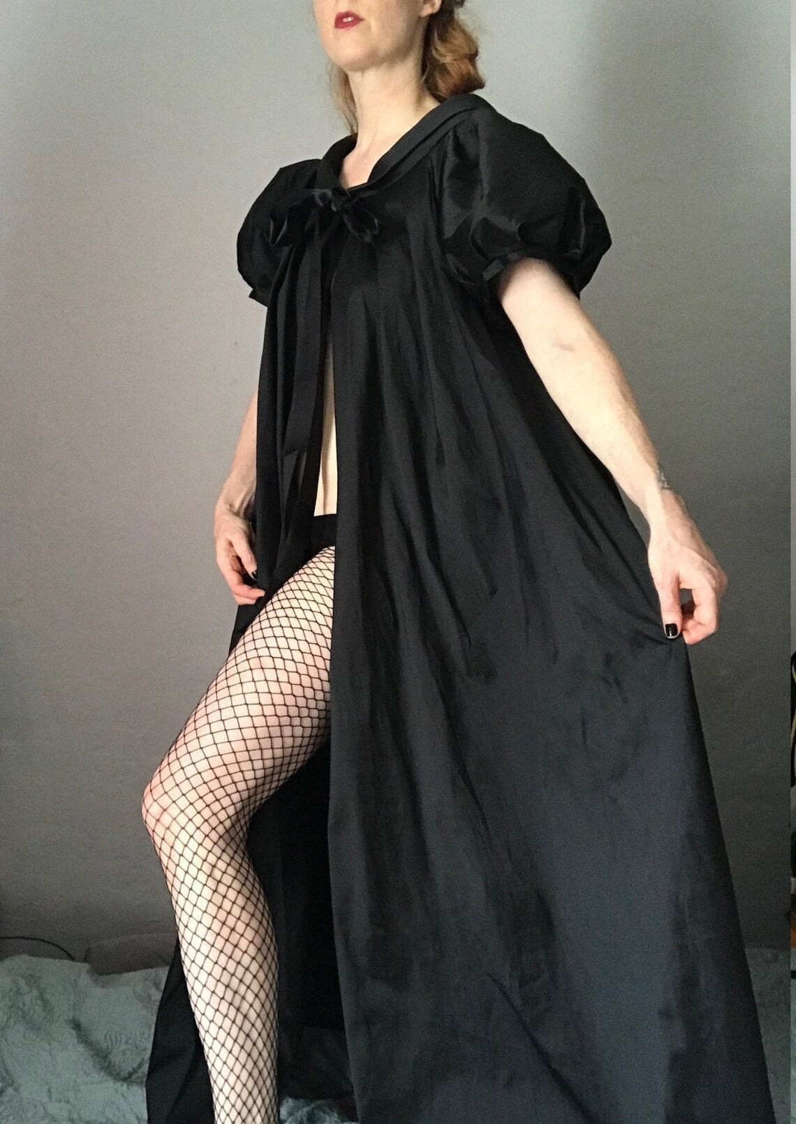 Halloween 'cathy' Robe Dress in Black Silk Blend - Etsy