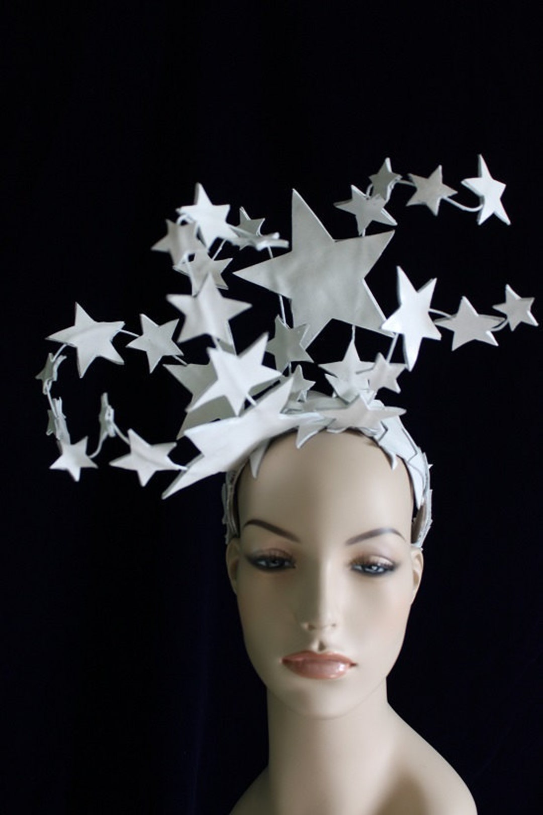 Bright Star Headdress / Bright White Leather Star Headdress / Burlesque ...