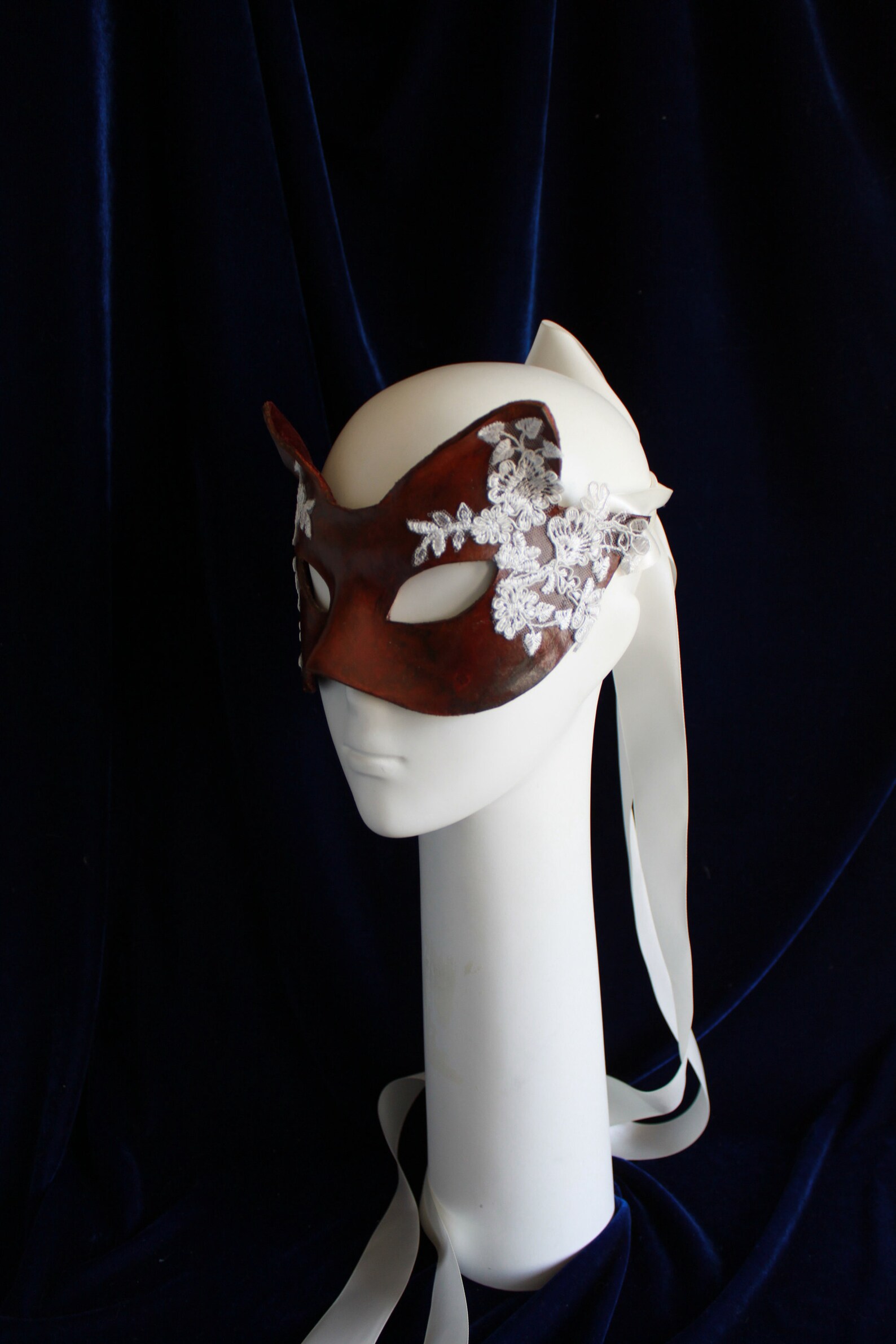 Tan Brown Fox Mask Leather & Silk Lace Wild Creature Mask | Etsy