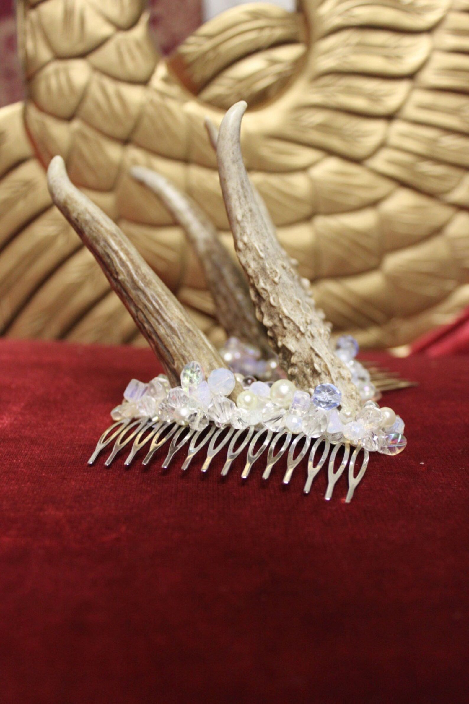 Yule Queen Antlers Winter Bride Antler Combs With Festive - Etsy