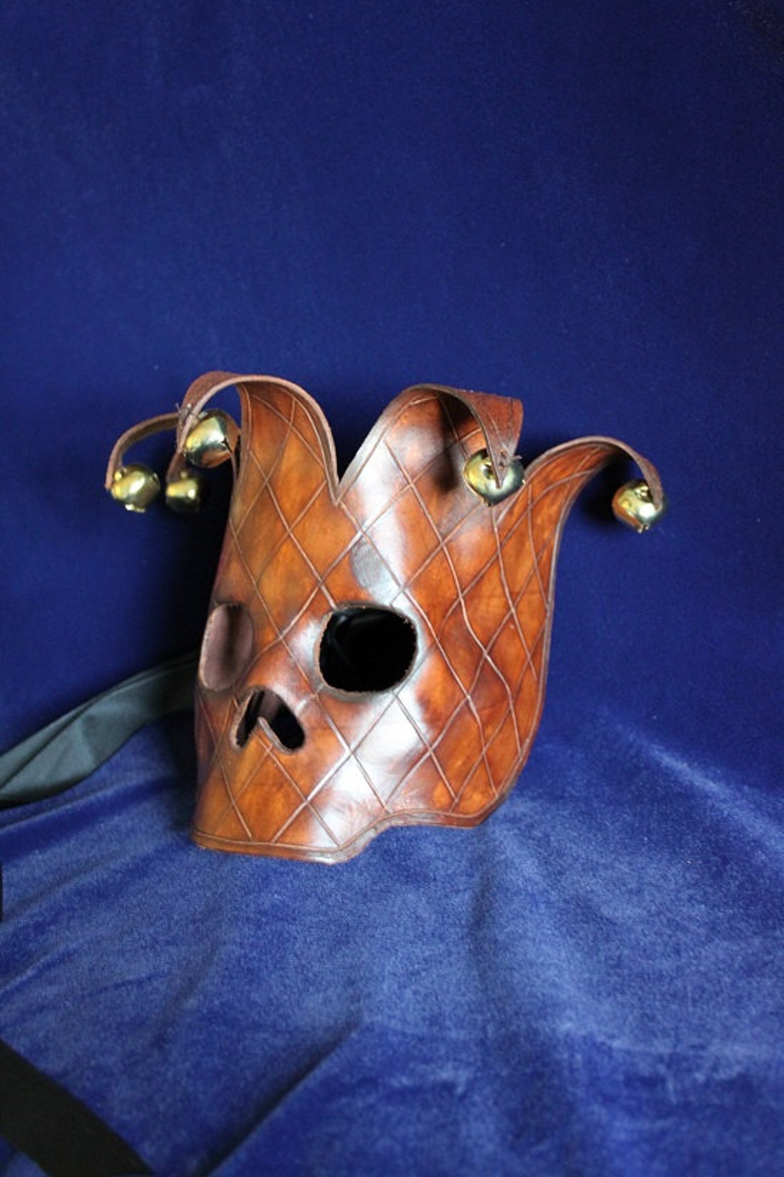 The Fool Hand Carved Leather Skull Mask With Vintage Brass - Etsy