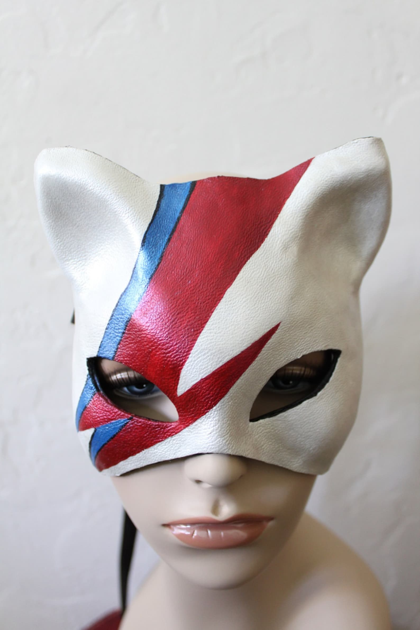 Kitty Stardust Leather Cat Mask Hand Painted Tribute to - Etsy