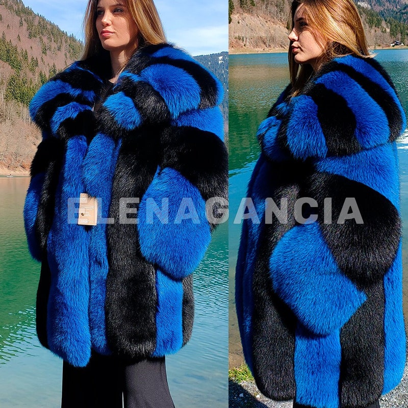 Blue Fox Fur Coat - Etsy