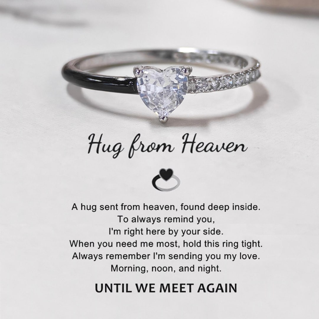 Heart-cut Enamel Sterling Silver Memorial Ring: Hug From Heaven - Etsy