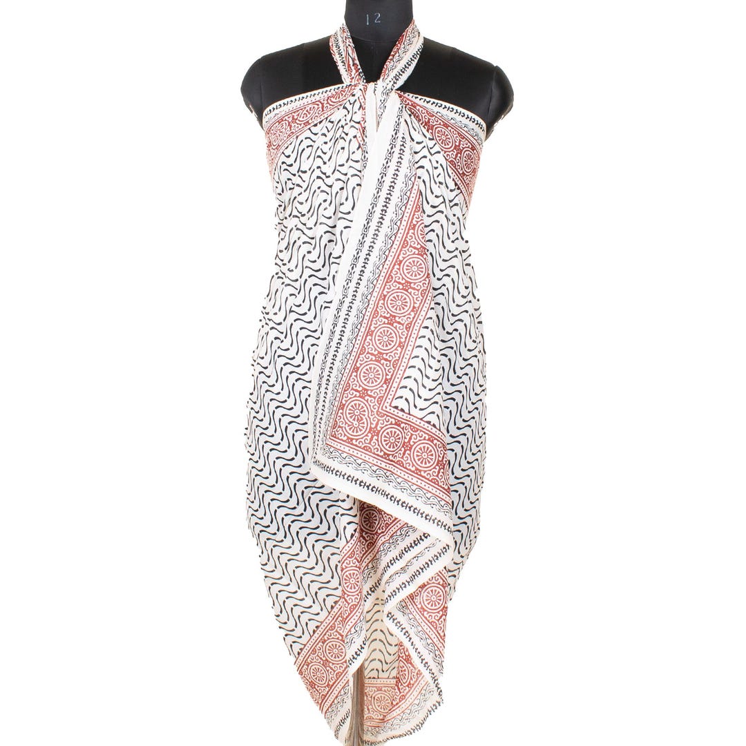 Handmade Boho Sarong Wrap Pareo – Red Black Mandala Print Beach Coverup ...