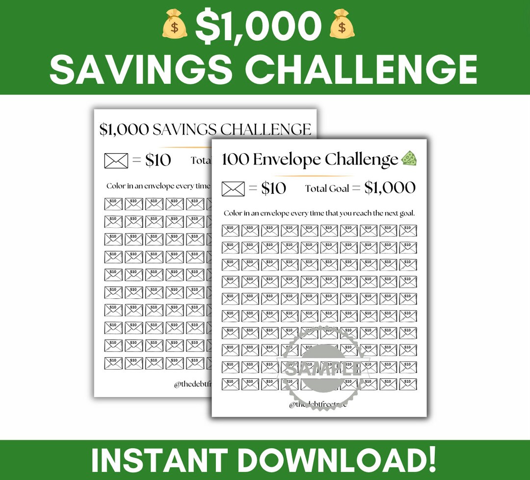 1,000 Dollar Savings Challenge 1K Savings Tracker 1,000 Emergency Fund ...