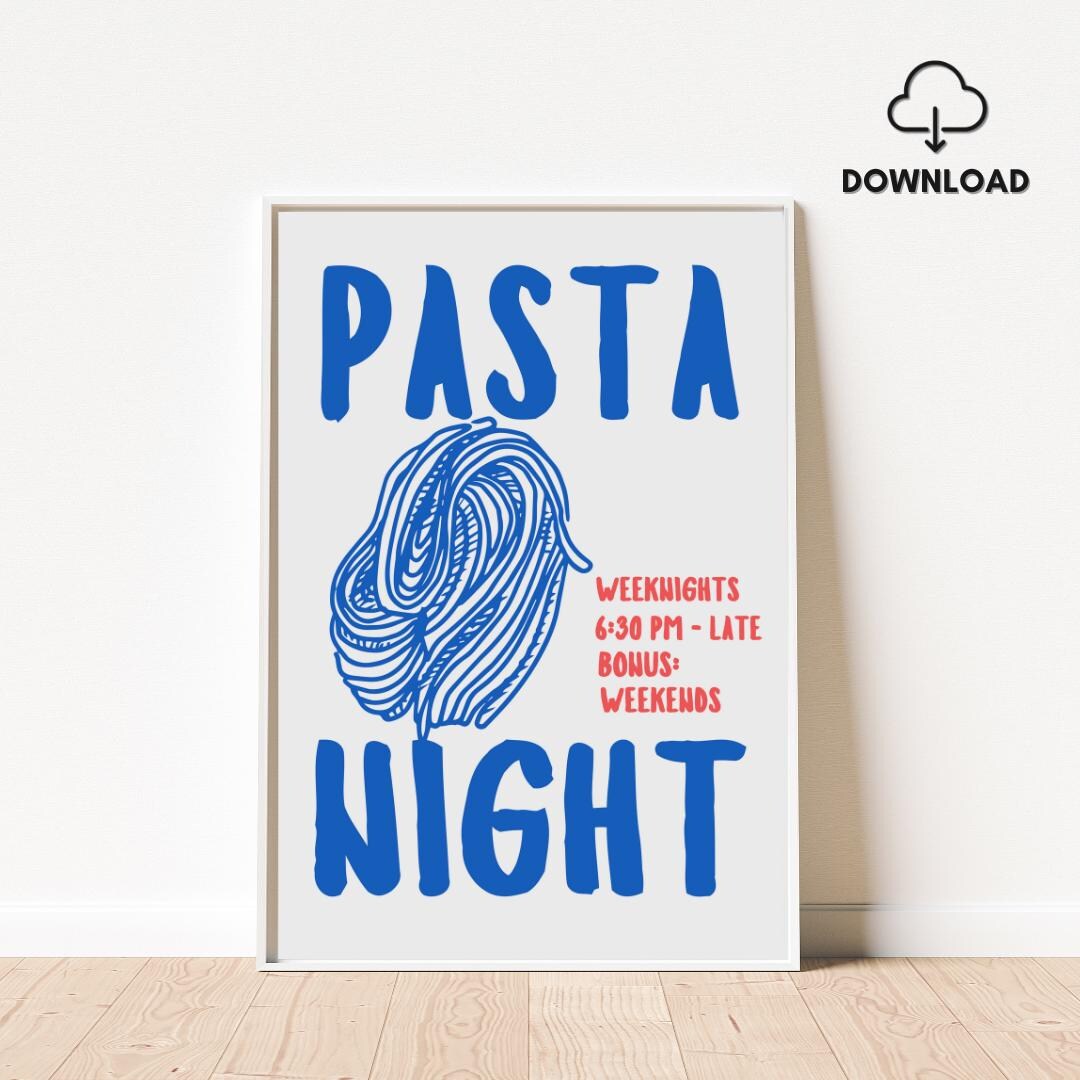 Pasta Night – Digital Kitchen Poster With Spaghetti Illustration | PDF ...