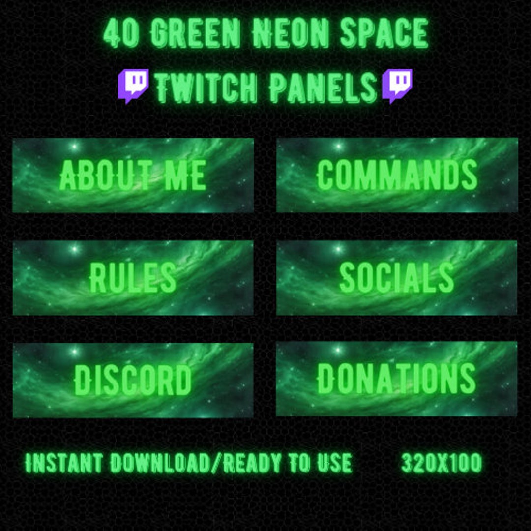 40 Neon Green Space Twitch Panels - Etsy