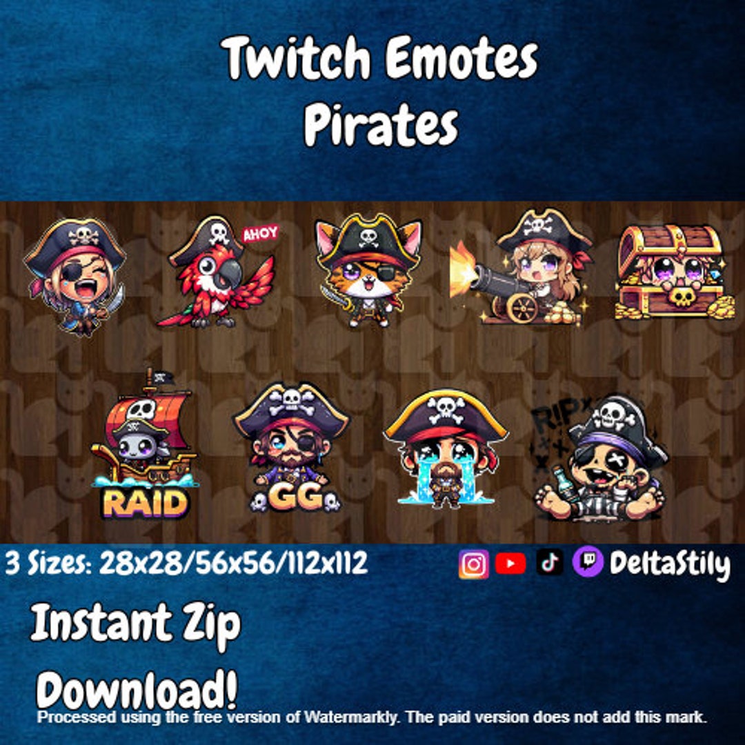 Cute Pirate Emotes for Twitch Youtube Kick Discord Tiktok Streams ...