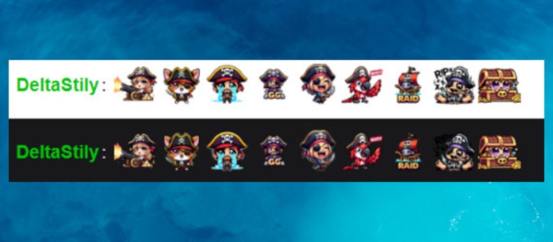 Cute Pirate Emotes for Twitch Youtube Kick Discord Tiktok Streams ...