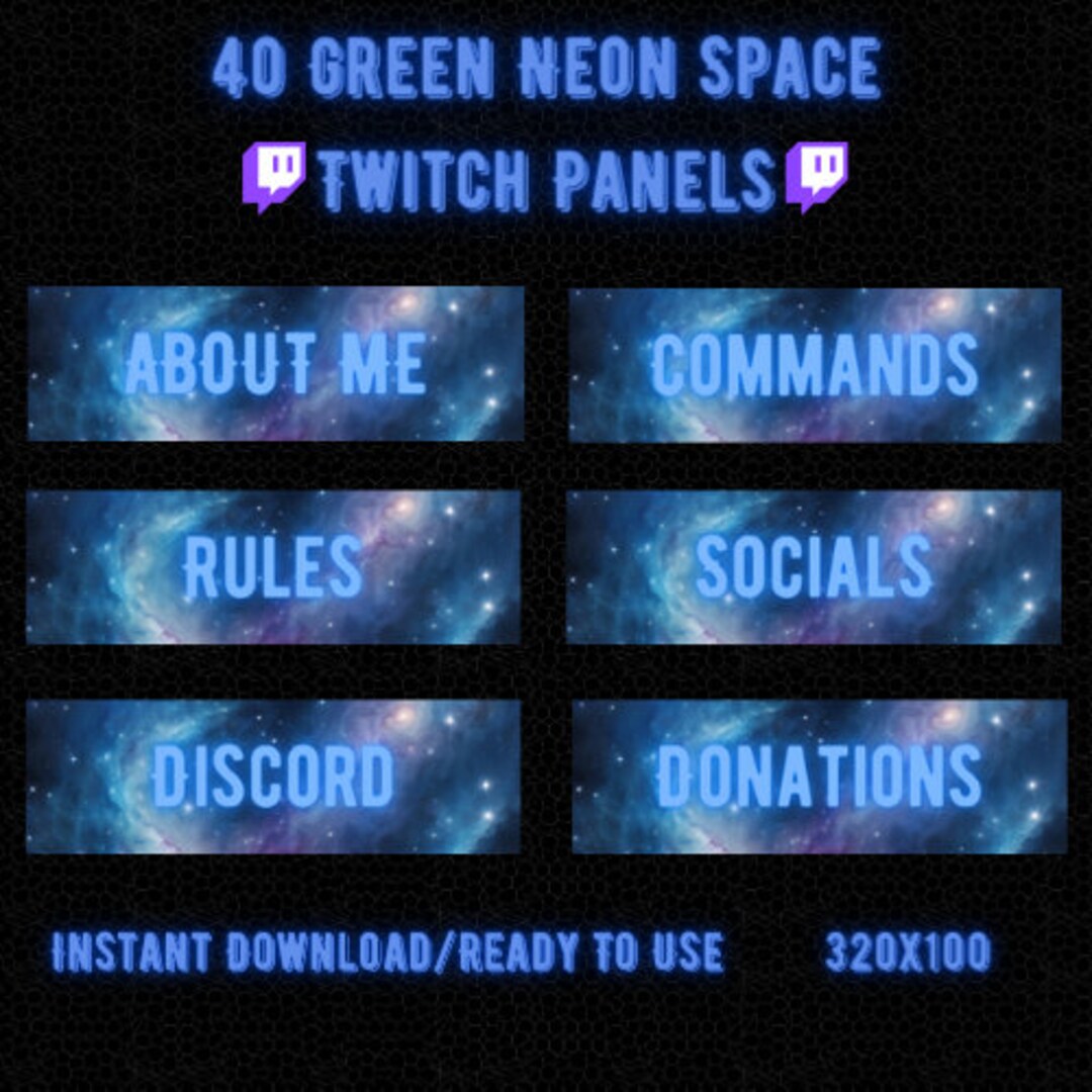 40 Neon Blue Space Twitch Panels - Etsy