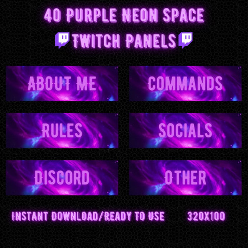 40 Neon Purple Space Twitch Panels - Etsy