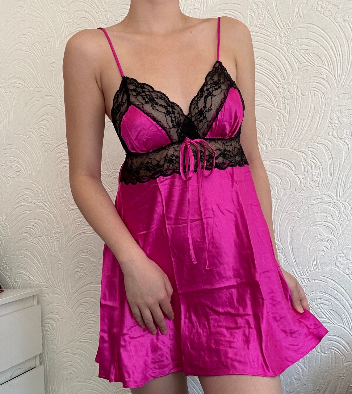 Vintage Victorias Secret Y2K Babydoll Lace Satin Mini Dress Lingerie in Pink - Etsy UK