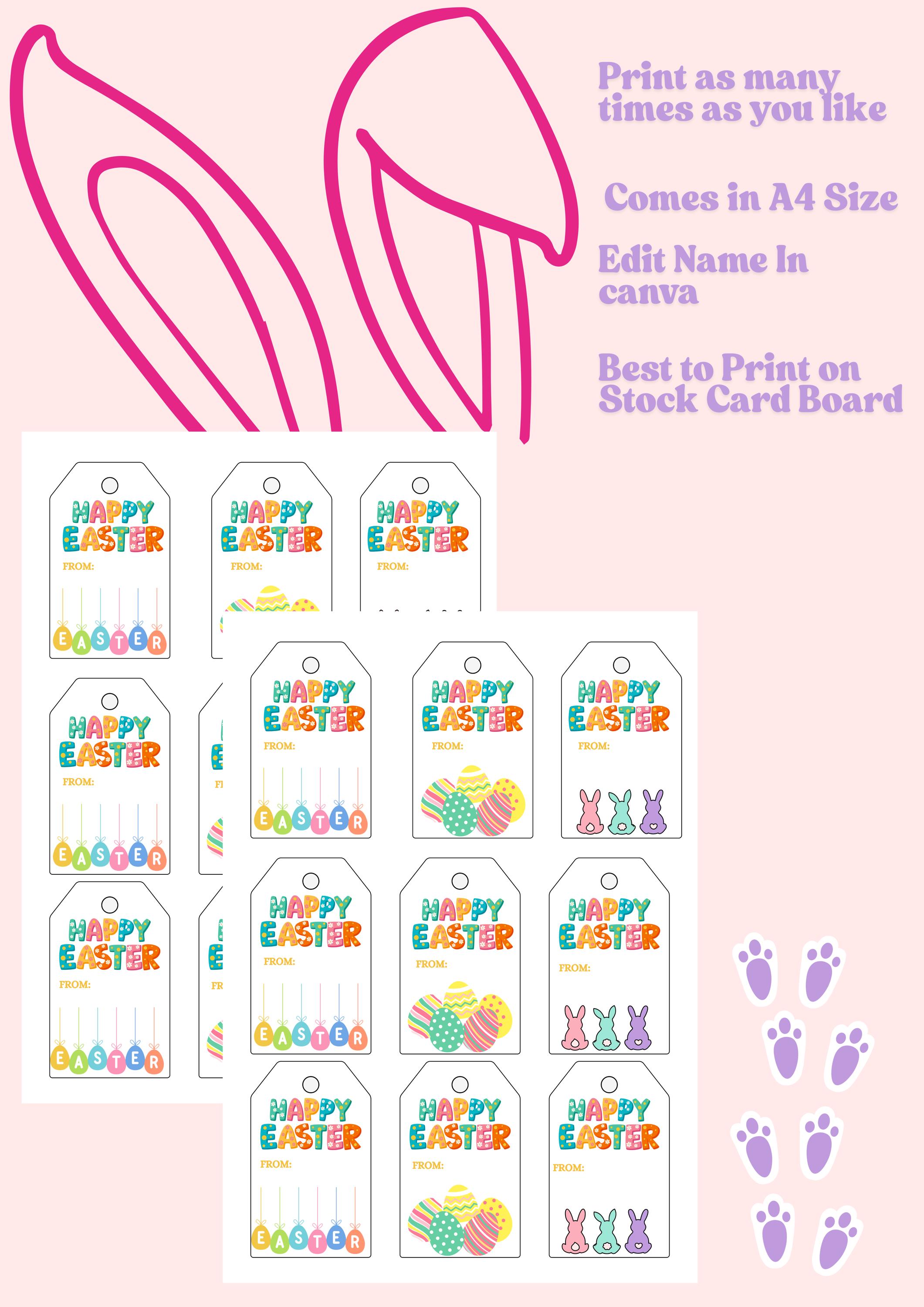EDITABLE Easter Gift Tags, Easter Printables, Kids Easter Basket ...