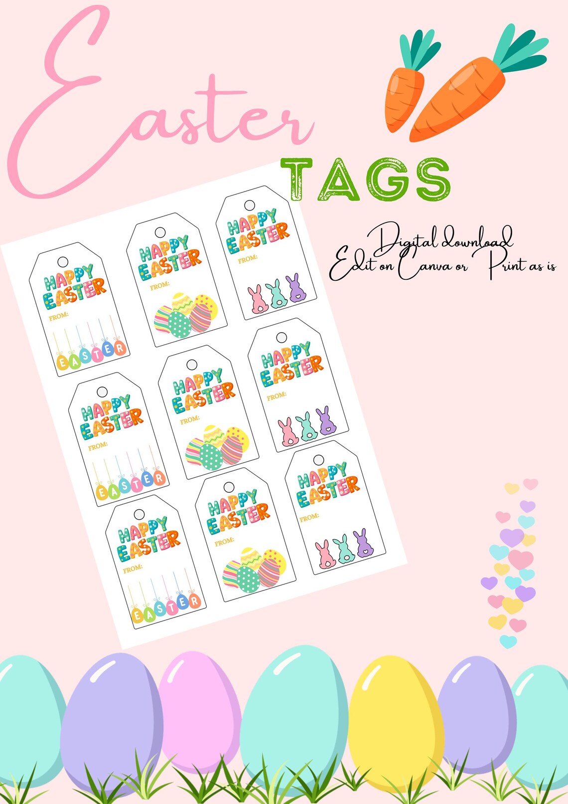 EDITABLE Easter Gift Tags, Easter Printables, Kids Easter Basket ...