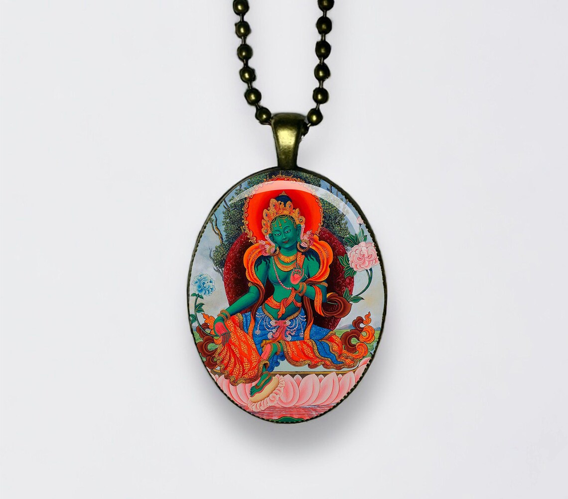 Tara Green Necklace Ārya Tārā Buddha Pendant Buddhism Jetsün Dölma ...