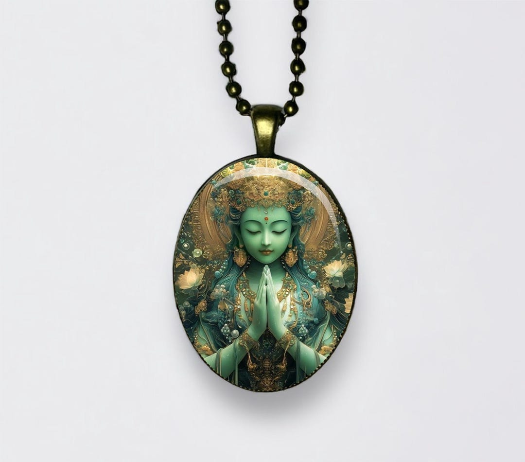 Green Tara Necklace: Buddhist Pendant, Meditation Amulet Om - Etsy