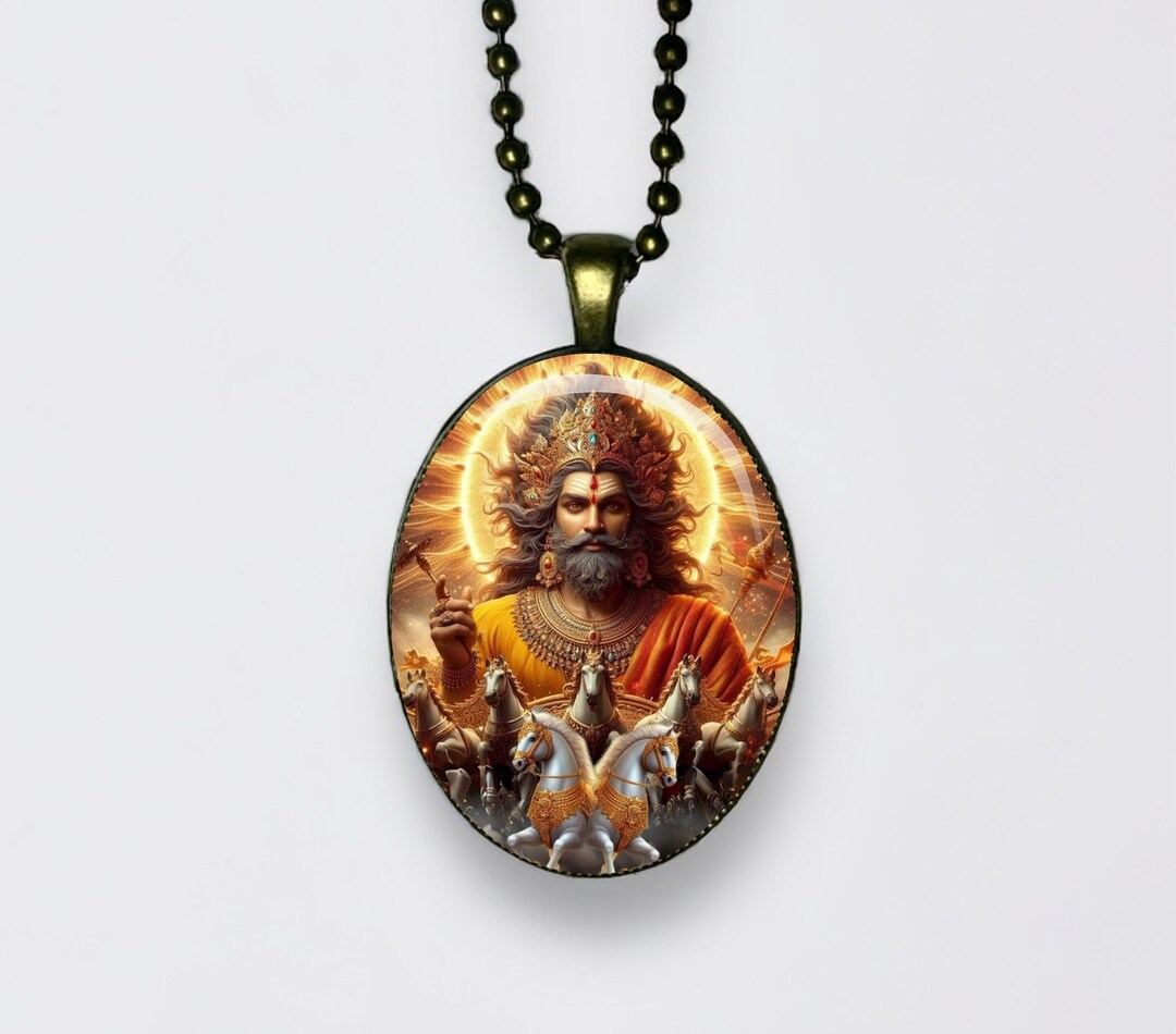 Surya Sun God Necklace: Hindu Solar Deity Amulet Mantra - Etsy