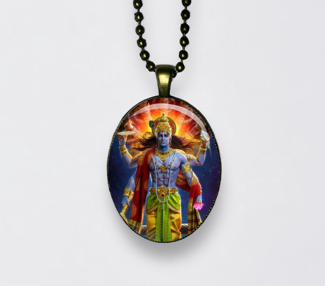 Vishnu Necklace: Narayana Hari Pendant, Hindu God Amulet Mantra - Etsy