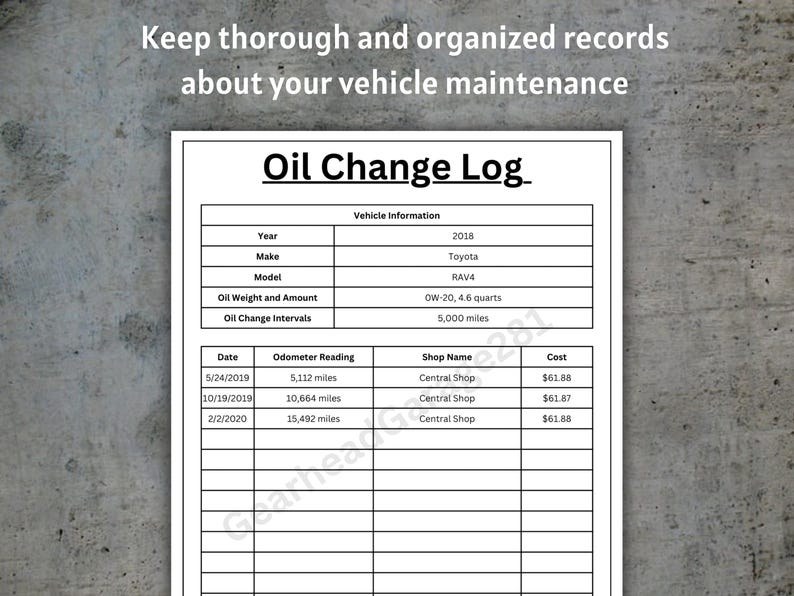 Vehicle Oil Change Log Template: Car Maintenance Tracker (canva ...