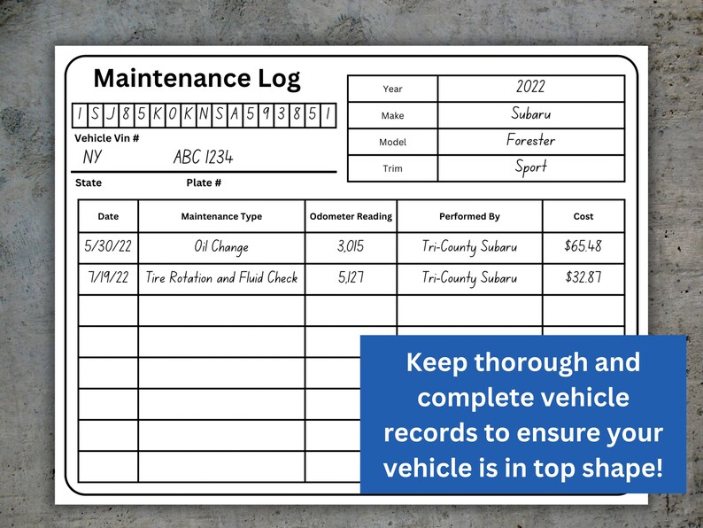 Vehicle Maintenance Log Book: Car History Report Template (canva ...