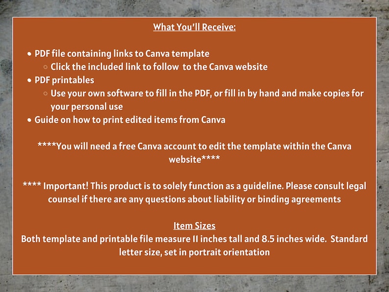 Editable Vehicle Bill of Template, Printable Canva Form (digital ...