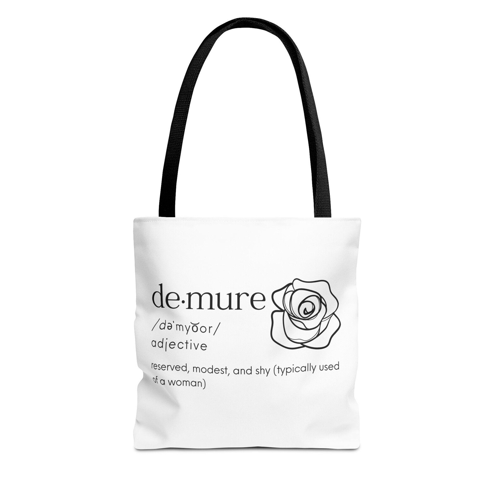Demure Tote Bag Elegant Definition Tote Floral Rose Design Meaningful ...