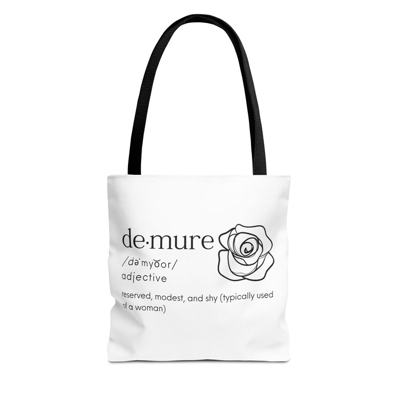 Demure Tote Bag Elegant Definition Tote Floral Rose Design Meaningful ...