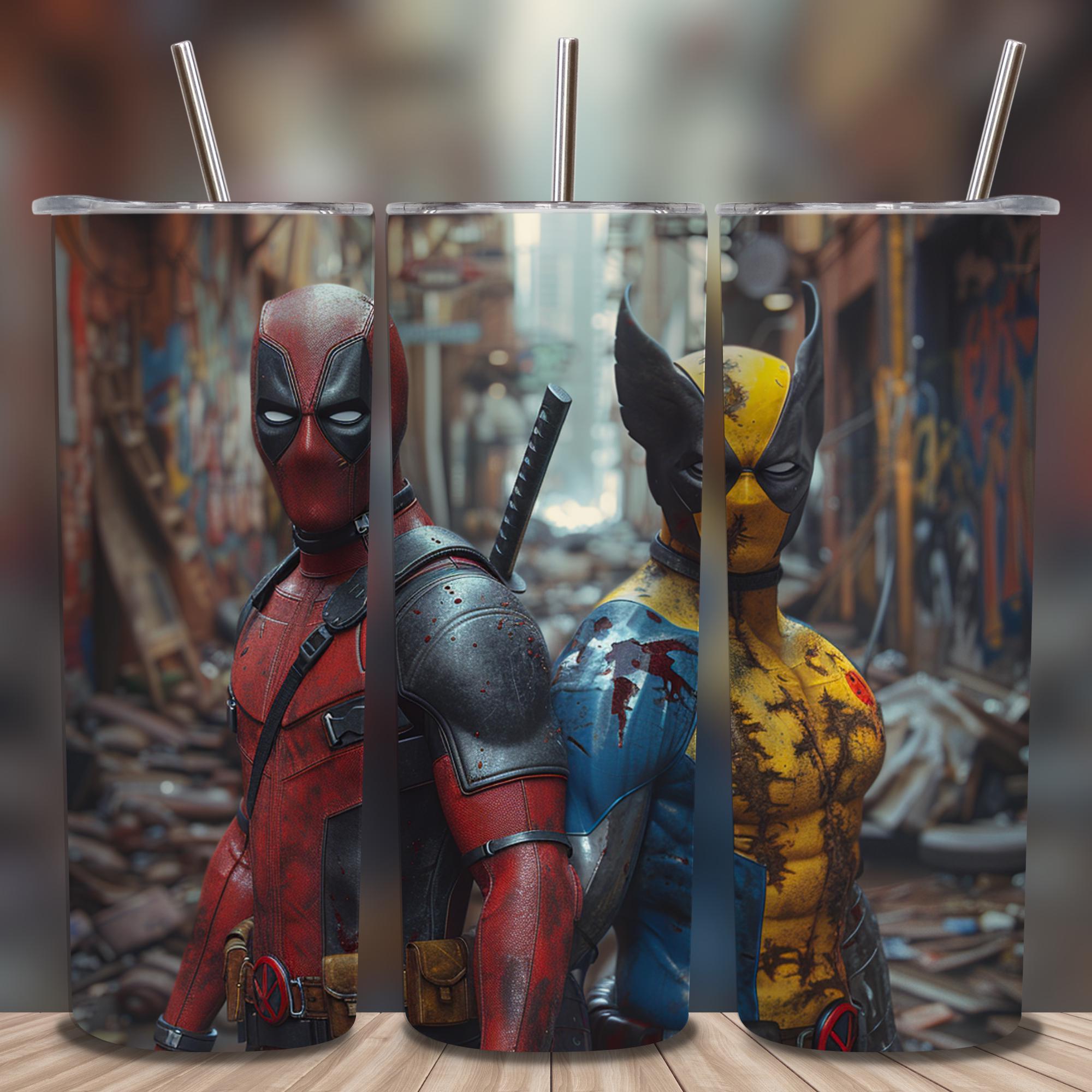 Deadpool & Wolverine Sublimation Design Skinny Tumbler 20oz, Deadpool ...
