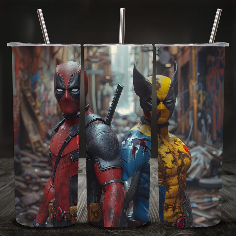 Deadpool & Wolverine Sublimation Design Skinny Tumbler 20oz, Deadpool ...