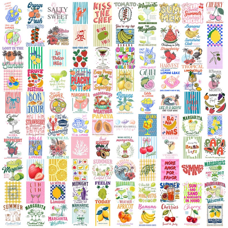 340+ Preppy Summer PNG Bundle,beach Clipart Bundle, Retro Preppy ...