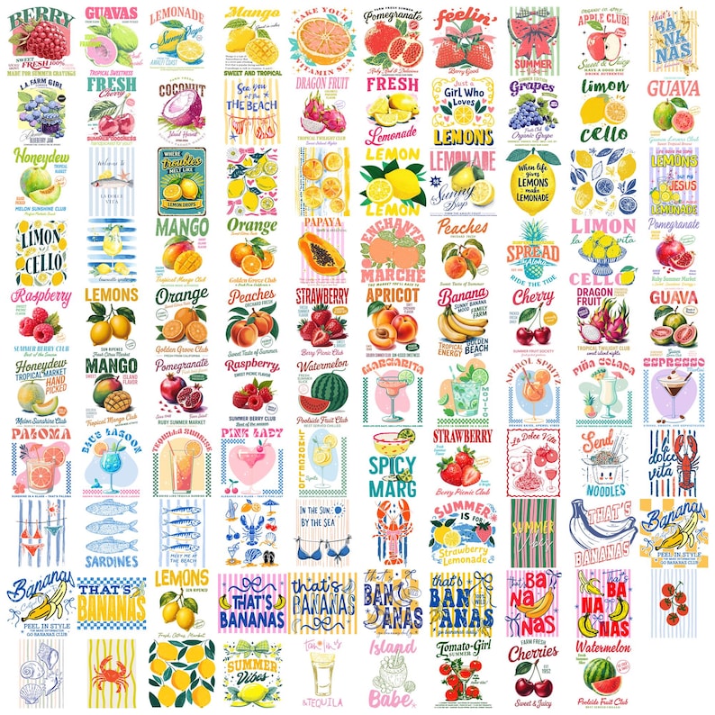 340+ Preppy Summer PNG Bundle,beach Clipart Bundle, Retro Preppy ...