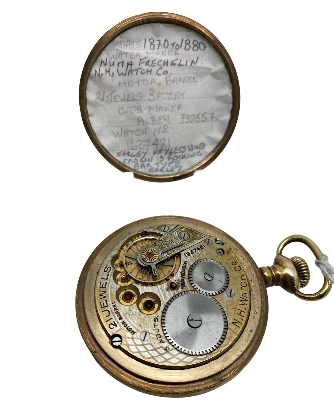 A Working Brass Railway 1880 N H Watch Co Top Winding Pocket Watch - Etsy