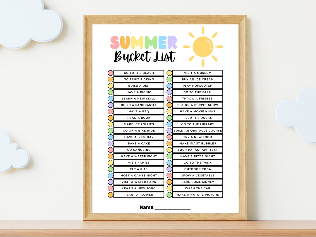 Summer Bucket List Editable, Printable Summer Bucket List, Bucket List ...