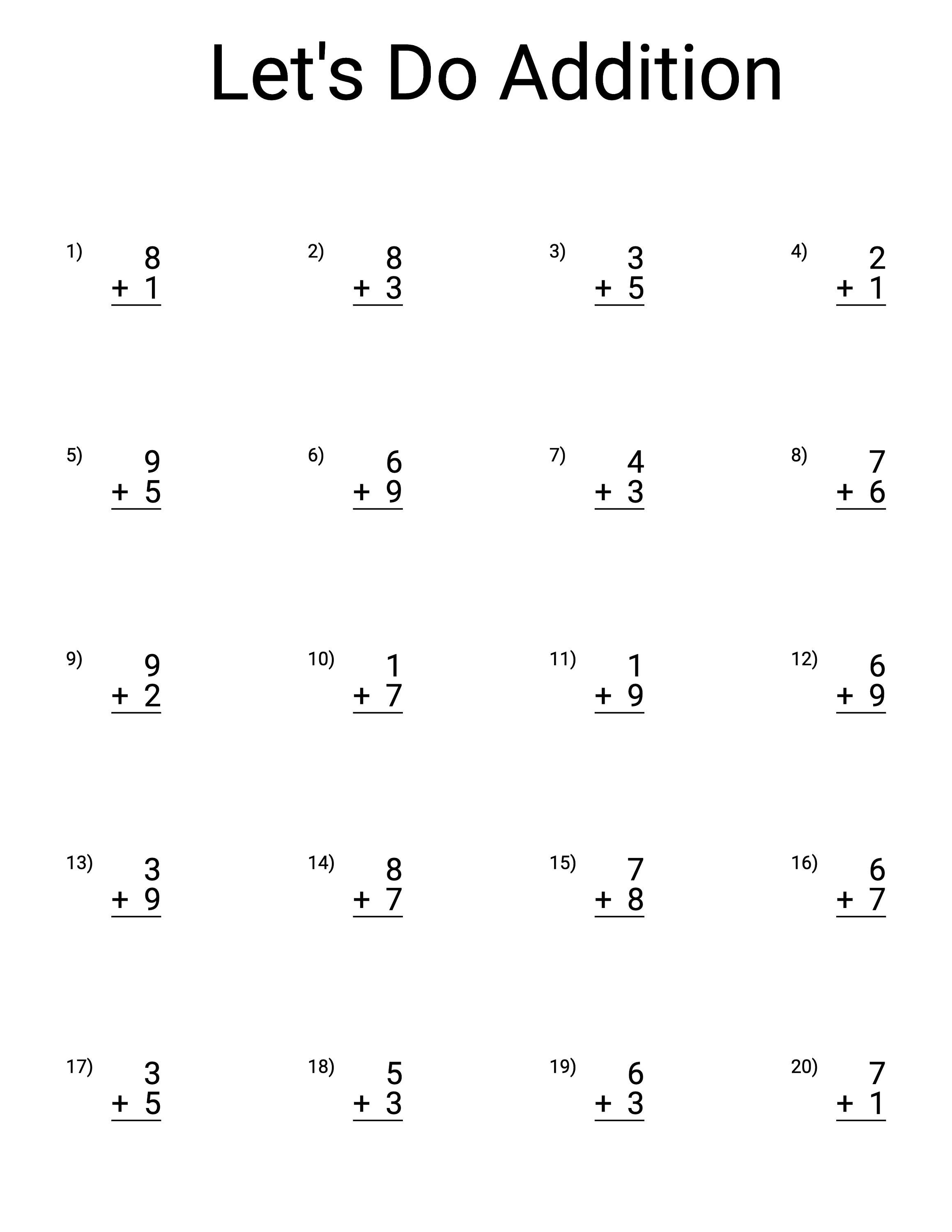 Math Practice Worksheets - Printable - Instant Download - Addition ...